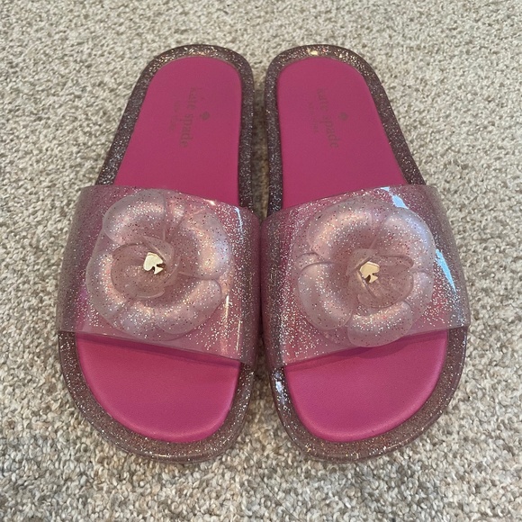 kate spade | Shoes | Kate Spade Glitter Slides With Flower Size 8 ...